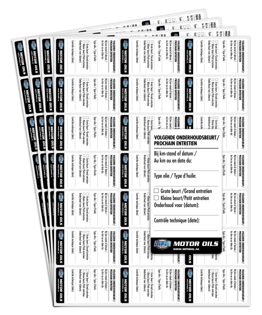 M40020 • MPM sticker smeerkaartjes NL/FR | MPM Merchandise} | MPM Oil
